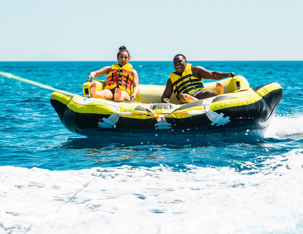 Sofa Water Tubing In Mykonos With Instructor And Speedboat Rider ...