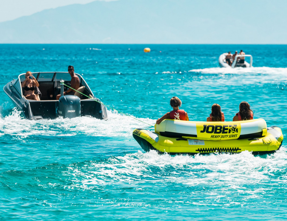 Sofa Water Tubing In Mykonos With Instructor And Speedboat Rider ...
