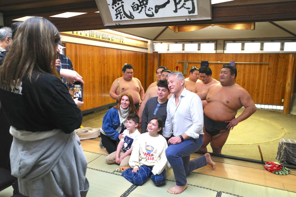 Authentic Professional Morning Sumo Practice Viewing at a Stable in ...